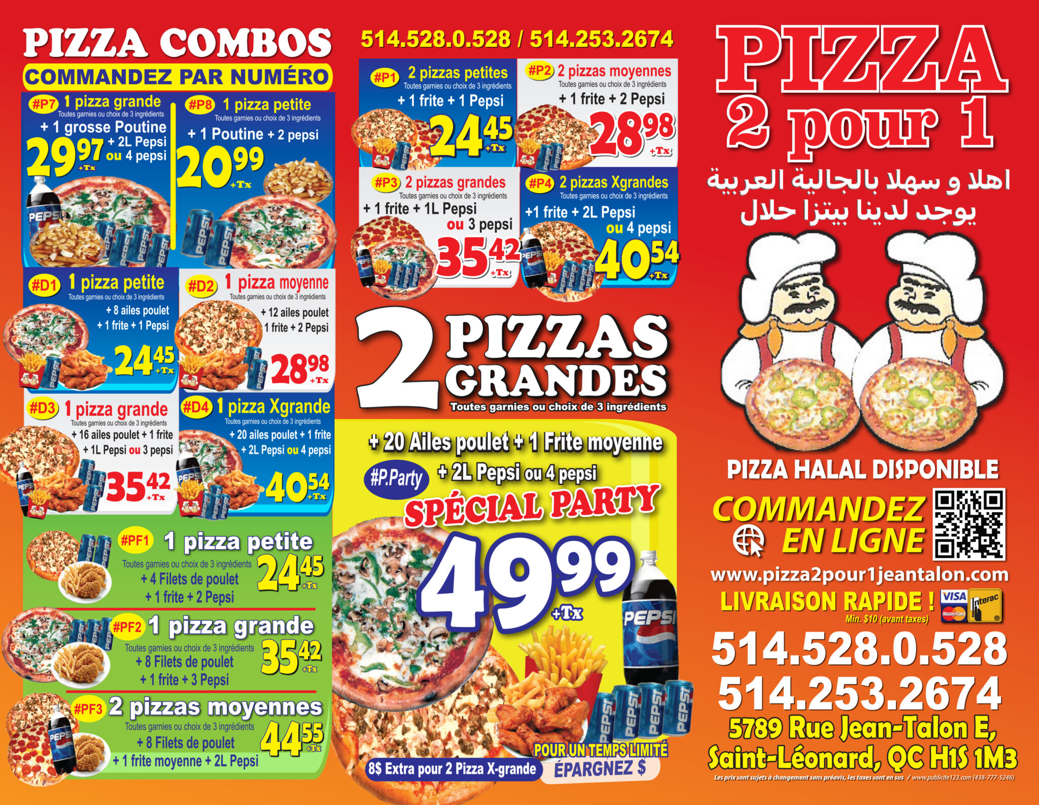 Pizza 2 pour 1 Jean Talon – Pizzas, Sous-marins & Ailes de Poulet
